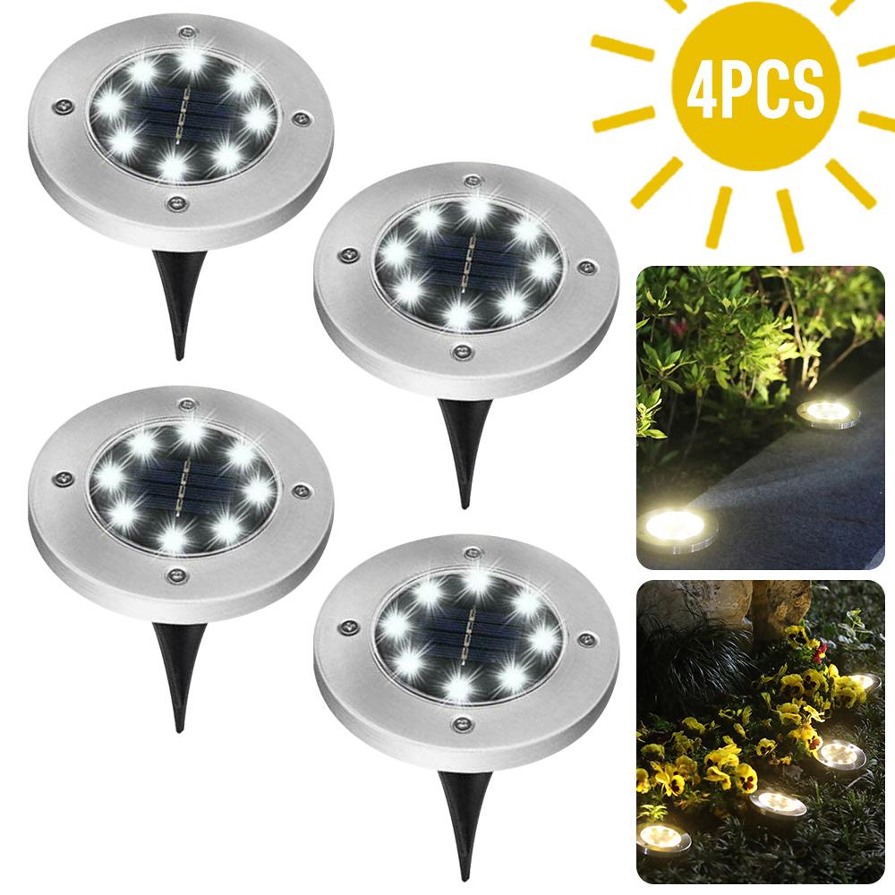 4 LEDs Solar Powered Buried Light Outdoor Pathway Garden Decking Lamps ...